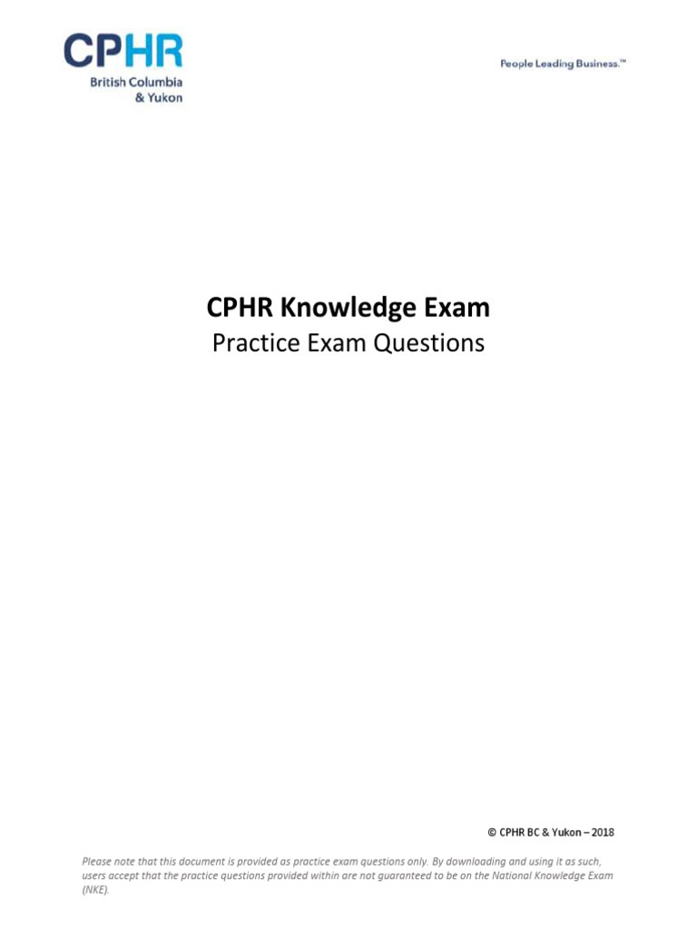 CPHR Knowledge Exam | PDF | Employment | Collective Bargaining
