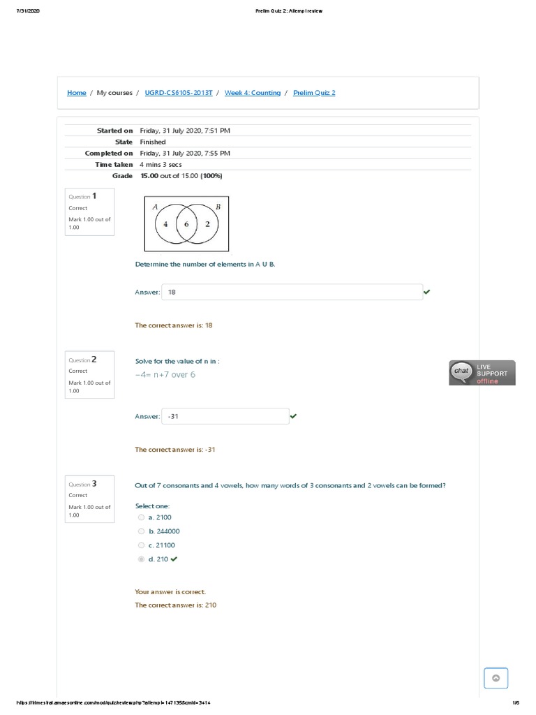 Prelim Quiz 2 - Attempt Review PDF | PDF | Mathematical Logic | Teaching Mathematics