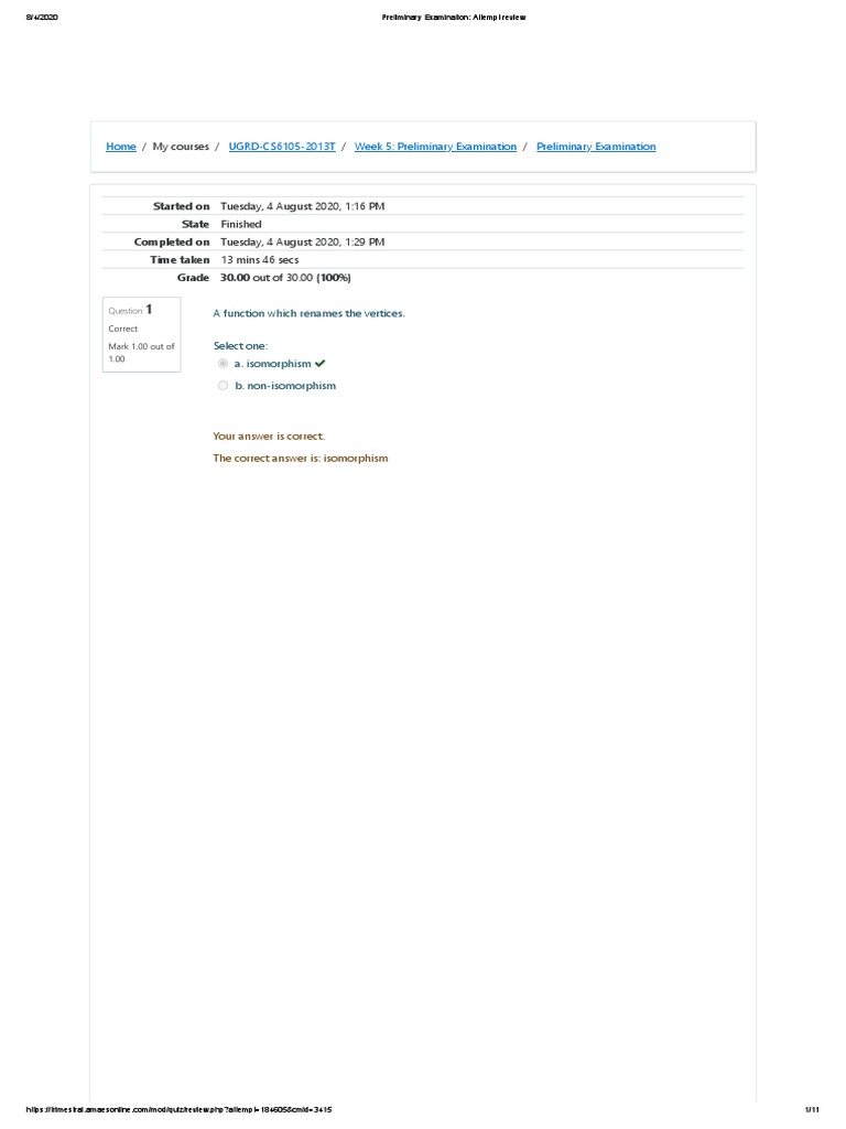 Preliminary Examination - Attempt Review1 PDF | PDF | Vertex (Graph Theory) | Theoretical ...