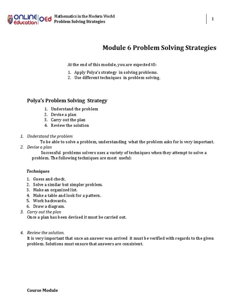 Lesson 7 - Problem Solving Strategies PDF | PDF | Teaching Mathematics ...