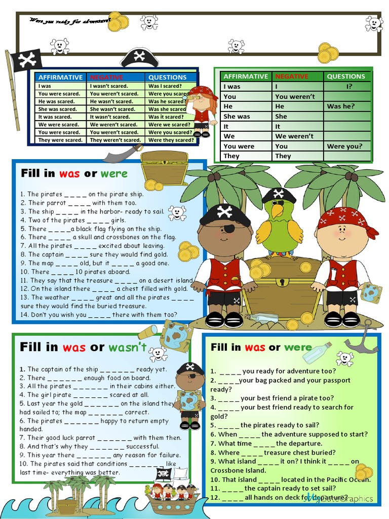 Fill in "Was" or "Were" Exercise | PDF | Treasure | Water Transport