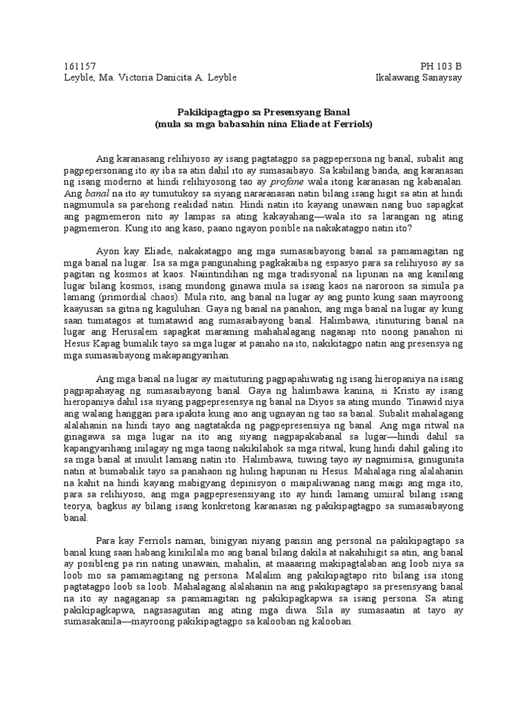 PH 103 Leyble - Sanaysay2 | PDF