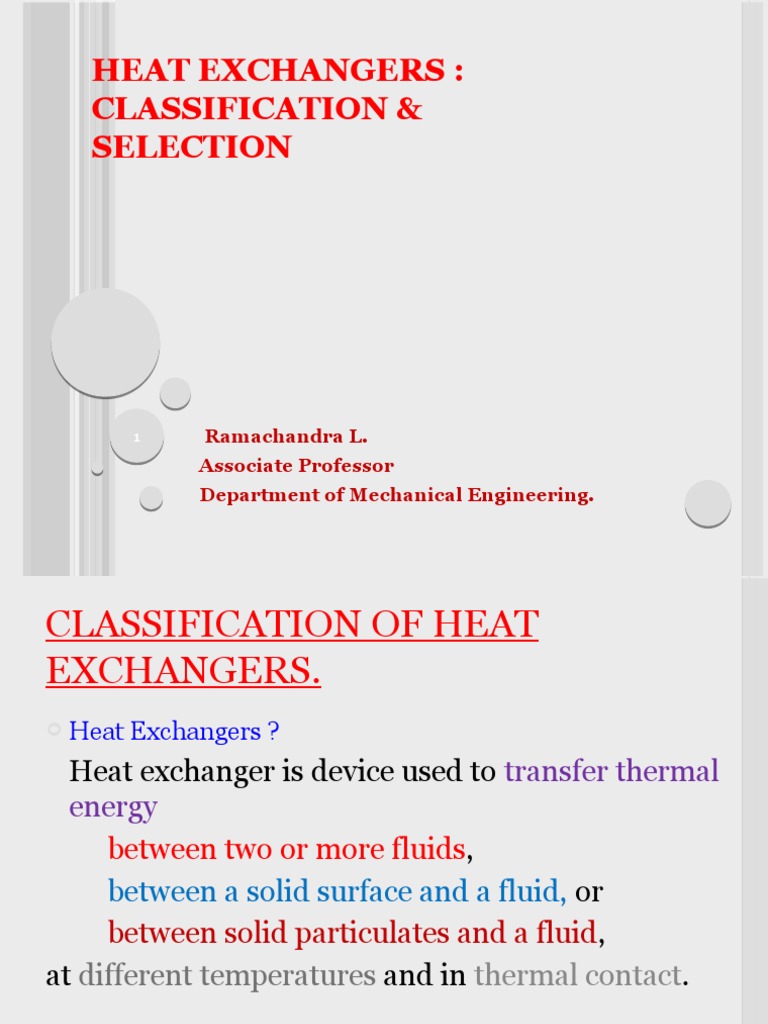 Classification of Heat Exchangers-1 | PDF | Heat Exchanger | Chemical ...