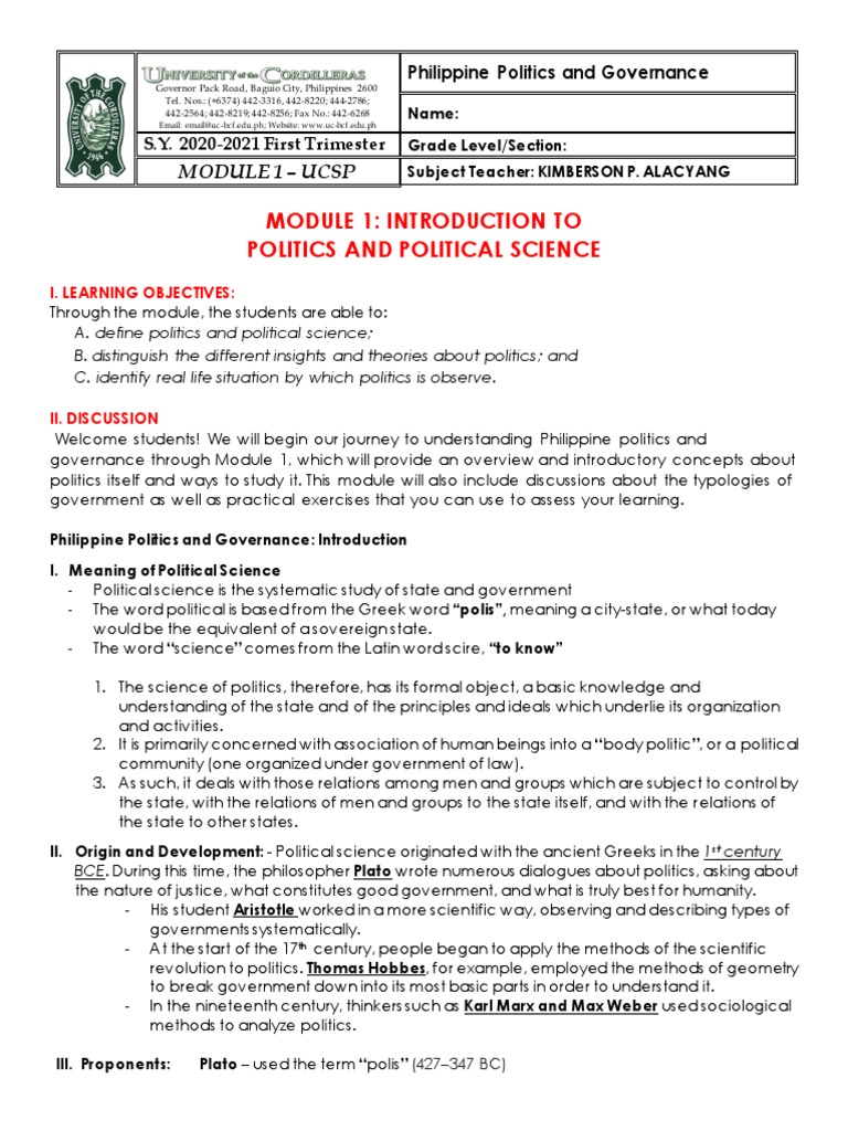 Module 1-PPG PDF | PDF | Political Science | Science