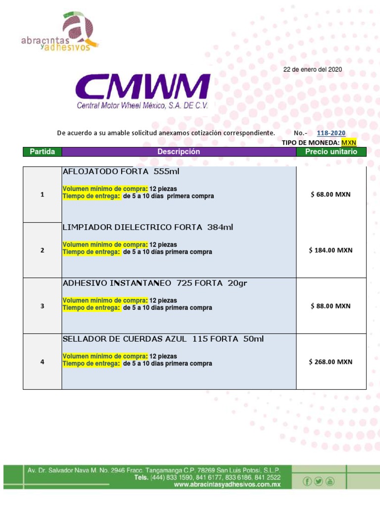 Cotizacion CMWM | PDF