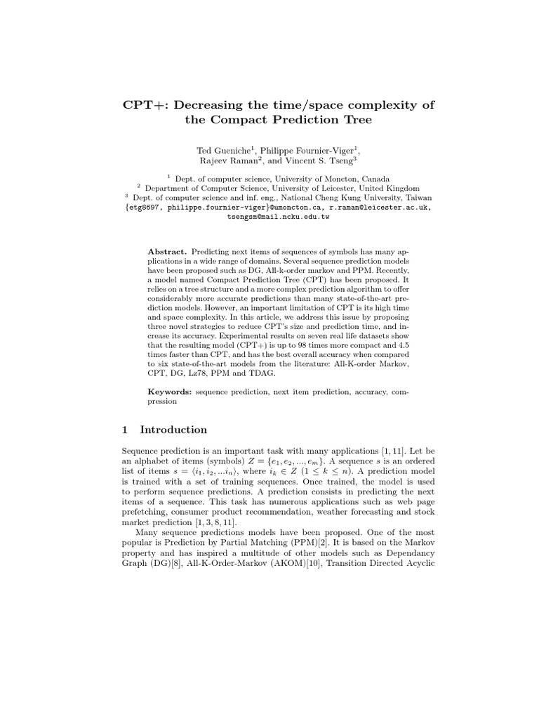 PAKDD2015 Compact Prediction Tree+ PDF | PDF | Data Compression ...