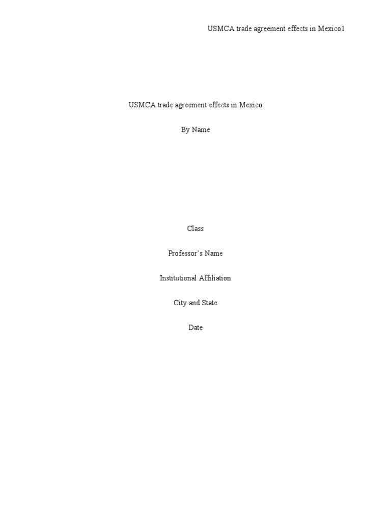 Effects of The Recent USMCA Trade Agreement - Edited | PDF | North ...