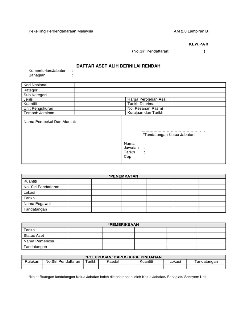 5 Kew - Pa-3 - Daftar Aset Alih Bernilai Rendah PDF | PDF