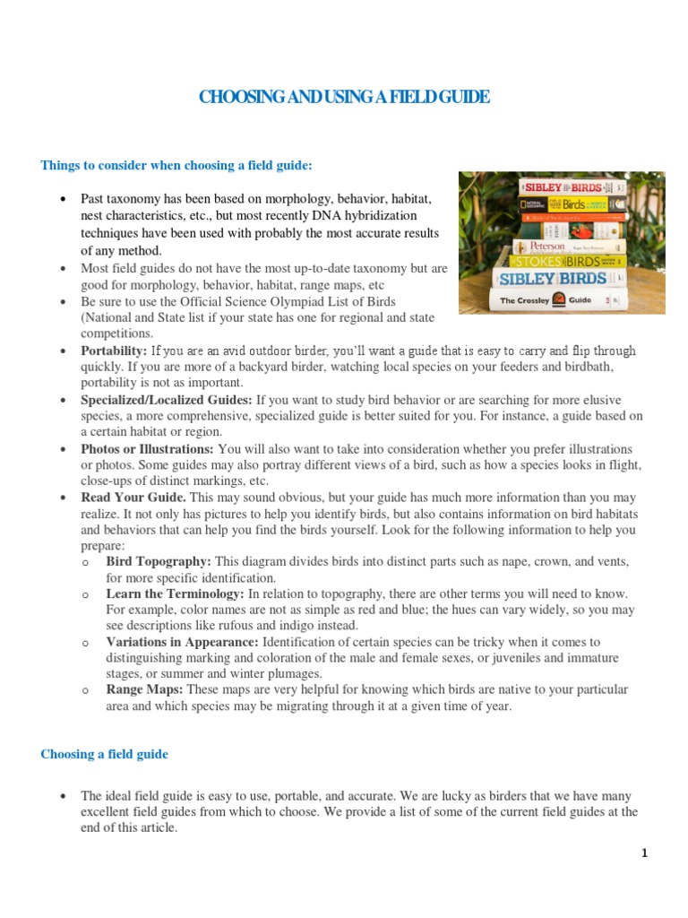 Choosing and Using A Field Guide | PDF | Field Guide | Birds