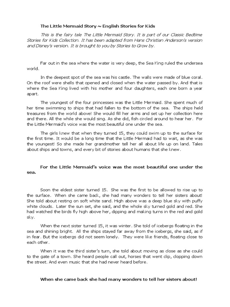 The Little Mermaid Story | PDF | Mermaid