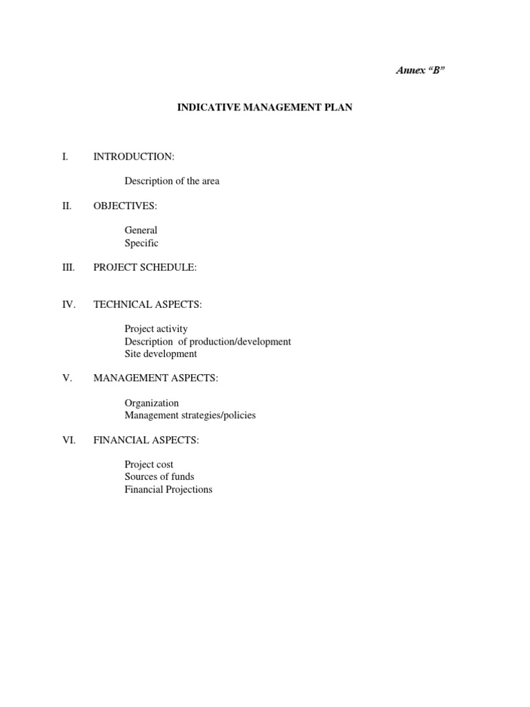 Indicative Management Plan PDF | PDF