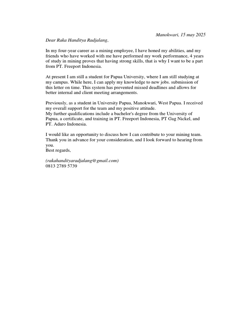 Dear Cover Letter | PDF