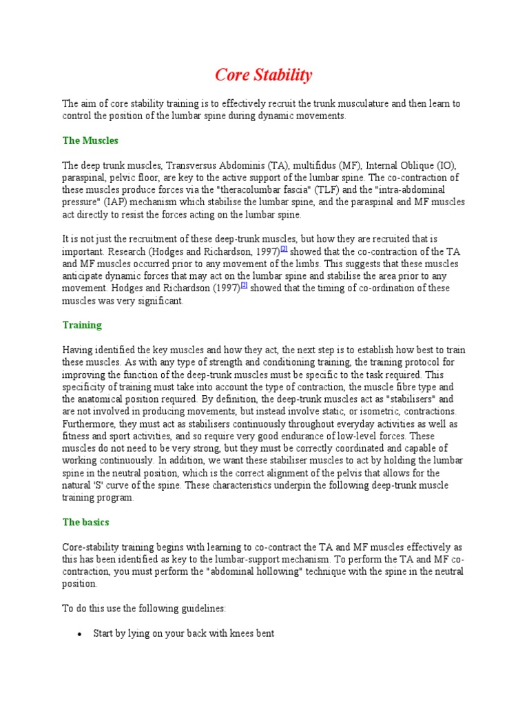 Core Stability: The Muscles | PDF | Abdomen | Pelvis