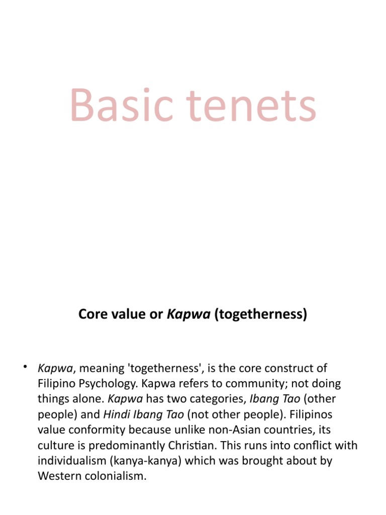 Basic Tenets KAPWA | PDF | Mental Disorder | Behavioural Sciences