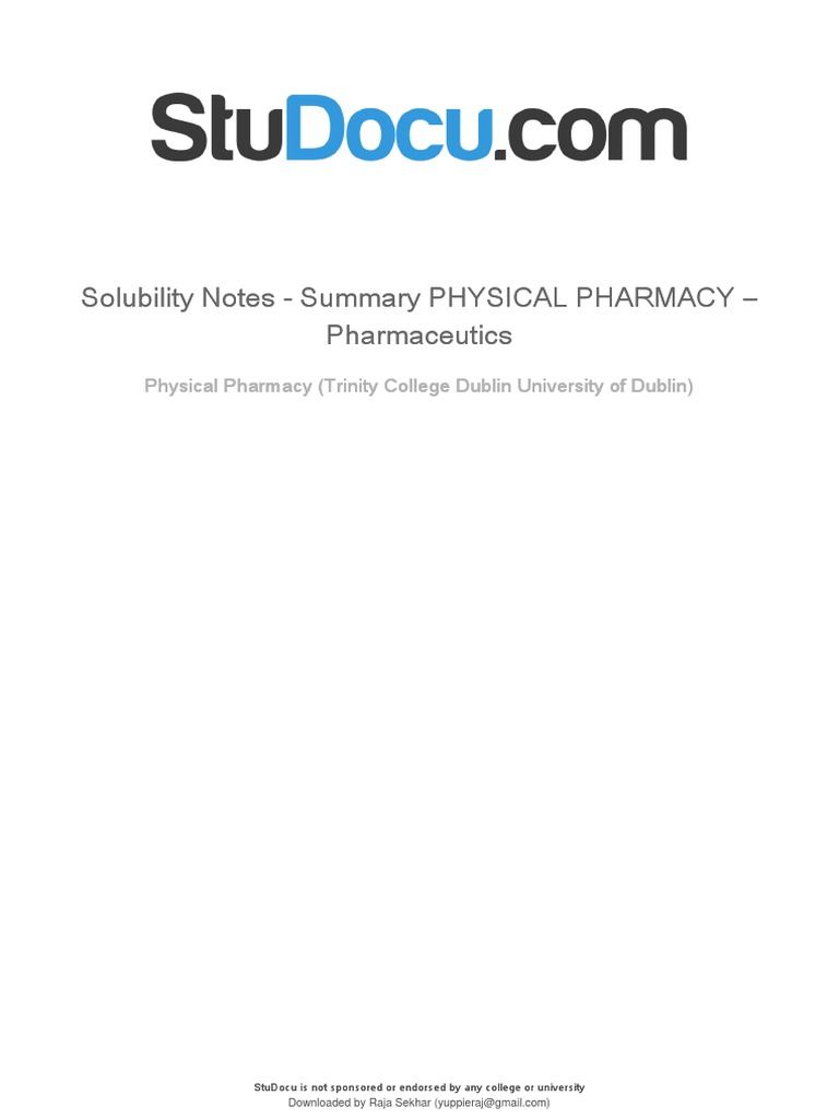 Solubility Notes Summary Physical Pharmacy Pharmaceutics | PDF ...