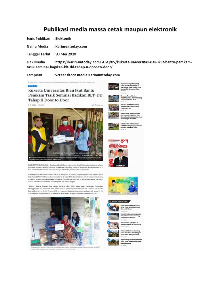 Contoh Publikasi Media Massa Dan Cetak | PDF