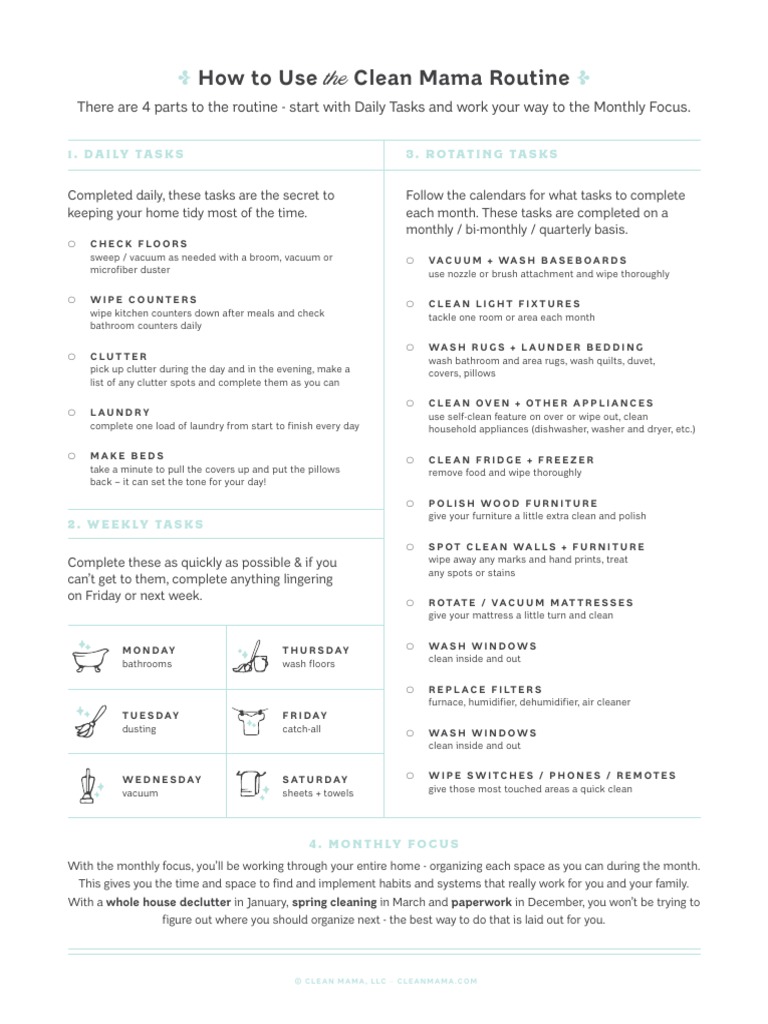 How To Use The Clean Mama Routine | PDF | Home | Home Appliance