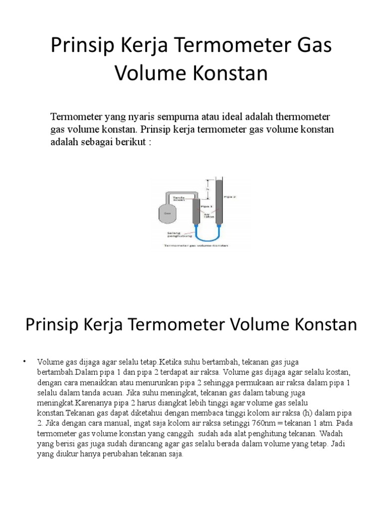 Prinsip Kerja Termometer Gas Volume Konstan | PDF