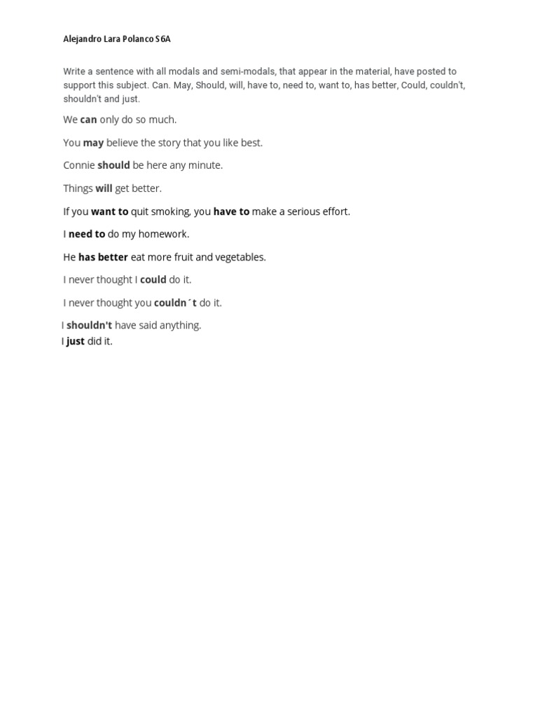 Modals and Semi-Modals in English | PDF