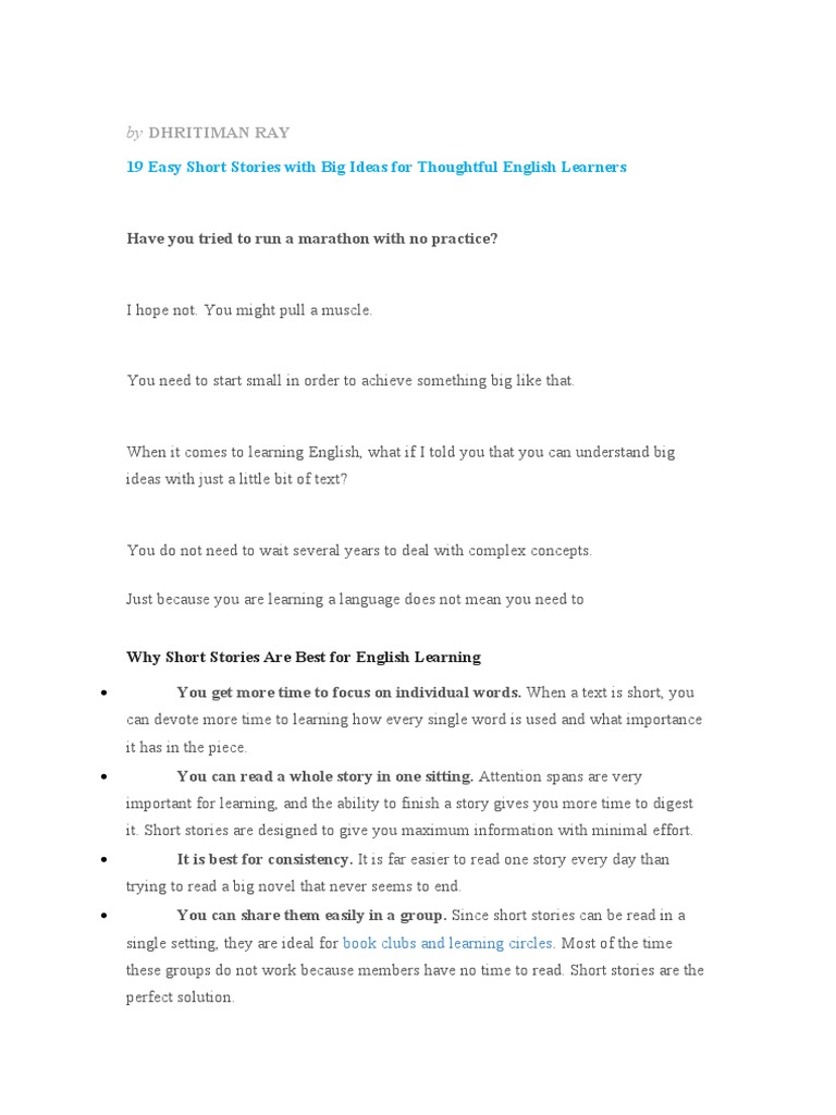 19 Easy Short Stories With Big Ideas For Thoughtful English Learners ...