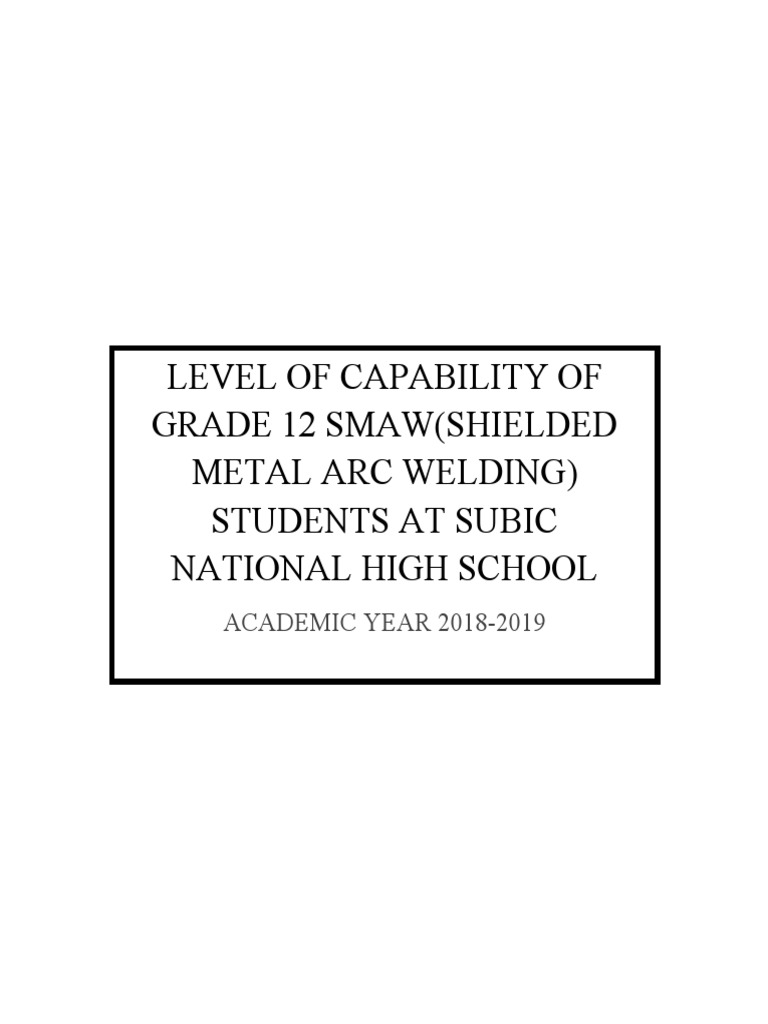 Level of Capability of Grade 12 Smaw (Shielded Metal Arc Welding ...