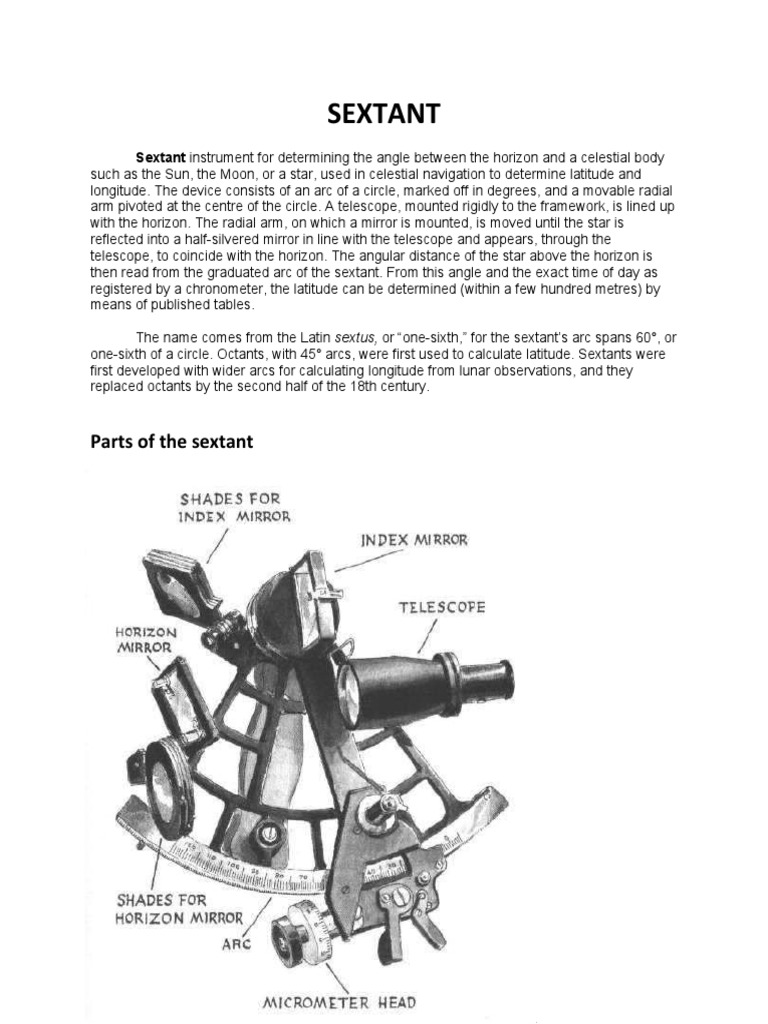 Sextant: Parts of The Sextant | PDF | Horizon | Geography
