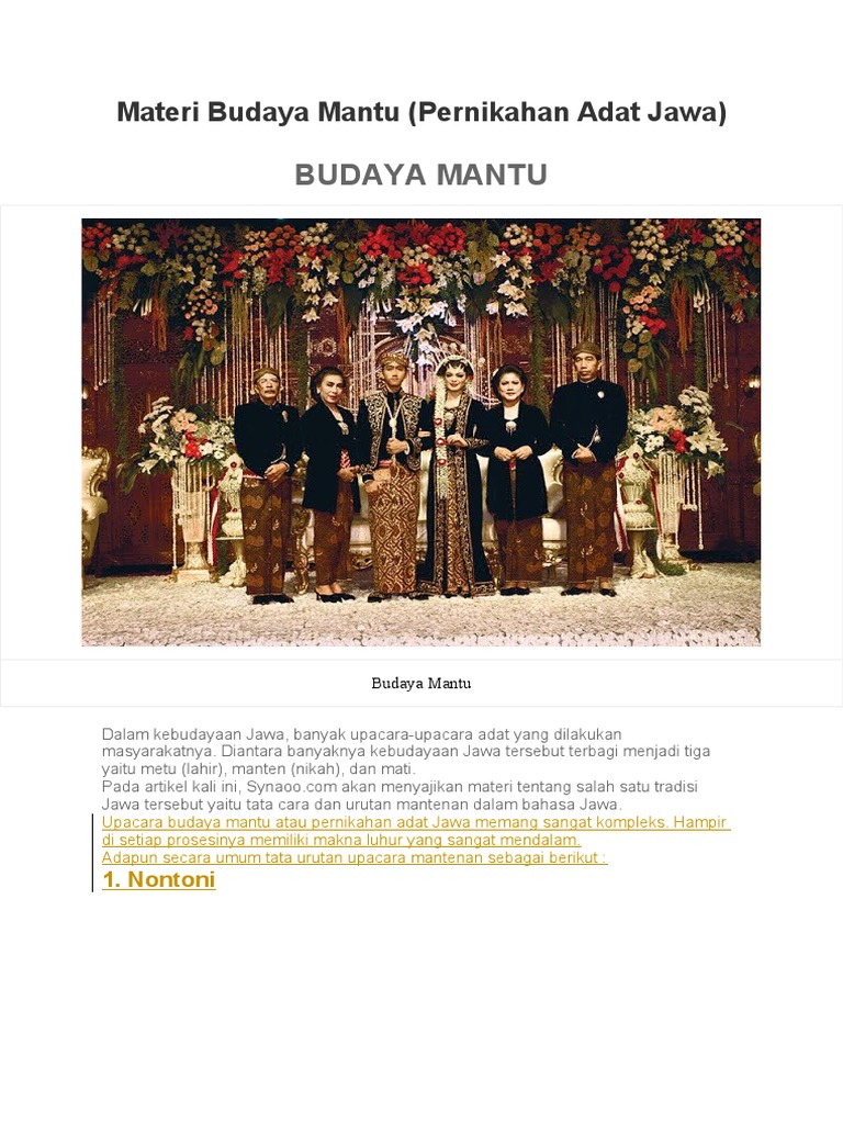 Materi Budaya Mantu | PDF