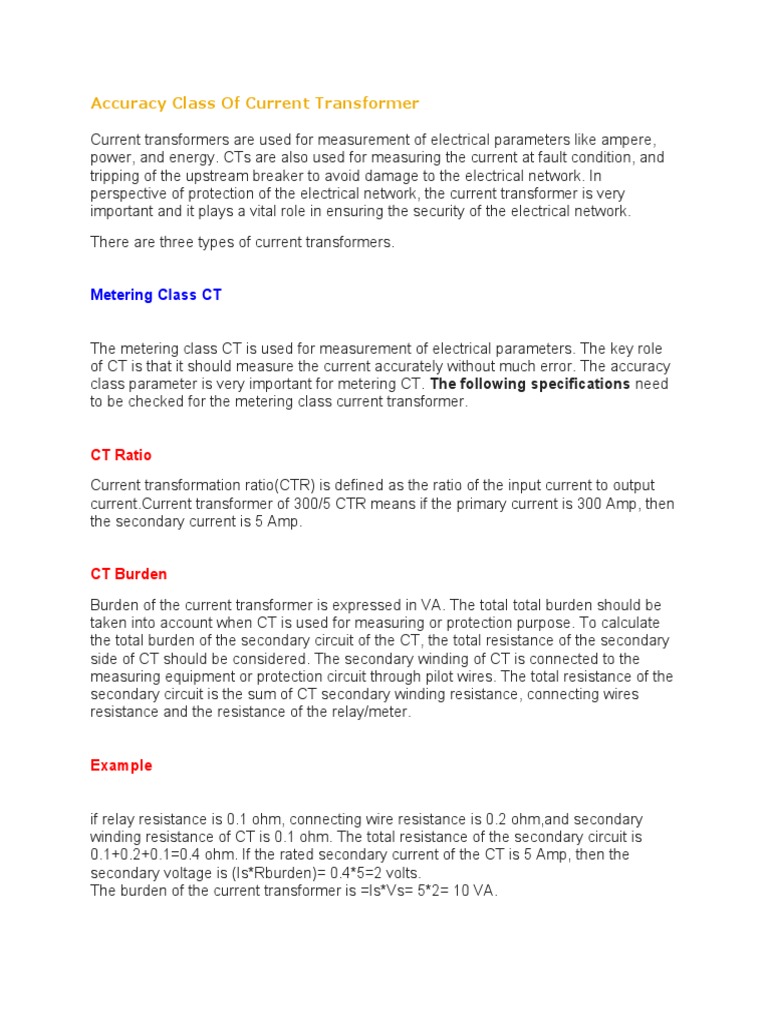 Accuracy Class of Current Transformer | PDF | Manufactured Goods ...