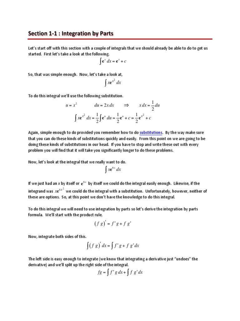 A Concise Explanation of Integration by Parts and its Application to Definite and Indefinite ...