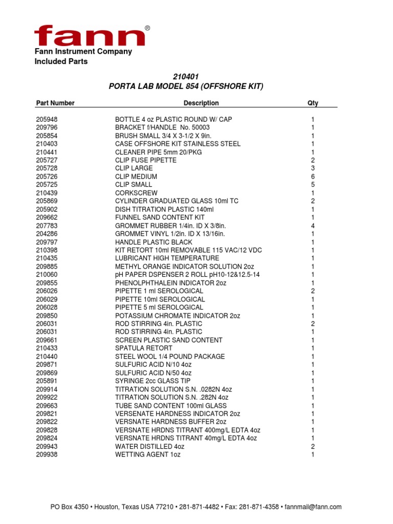 Porta Lab Model 854 (Offshore Kit) : Fann Instrument Company Included ...