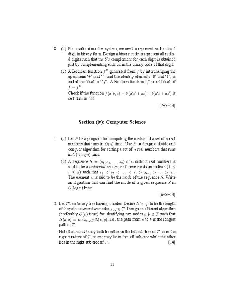 Section (Iv) : Computer Science | PDF | Multiplication | Theoretical ...