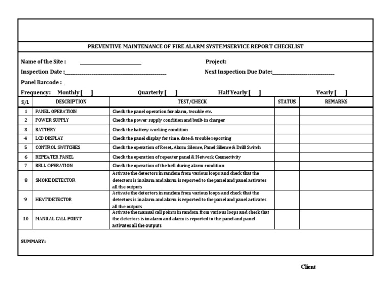 Fire Alarm Panel Check List | PDF