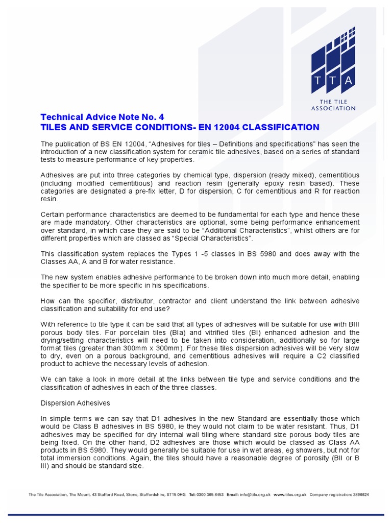 Technical Advice Note 4 Tiles and Service Conditions PDF | PDF ...