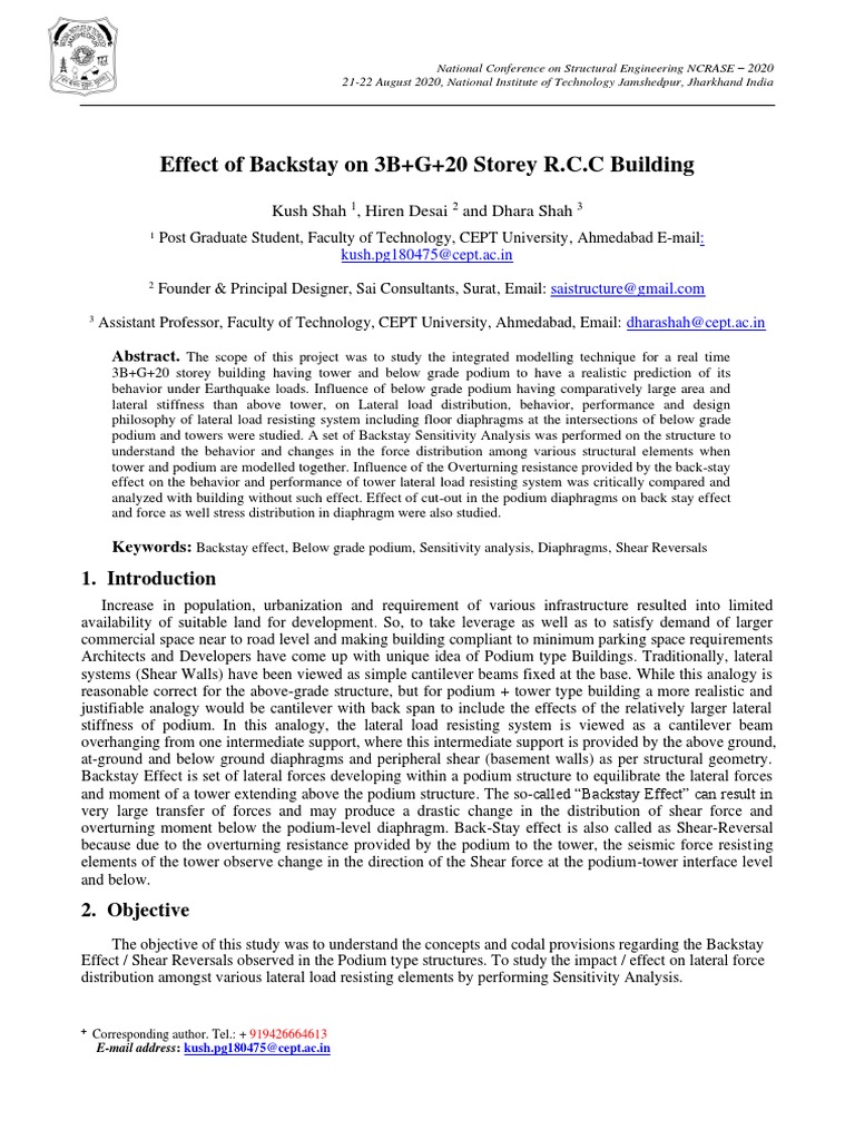 Effect of Backstay On 3B+G+20 Storey RC Building | Download Free PDF ... Effect of Backstay On 3B+G+20 Storey RC Building | Download Free PDF ...