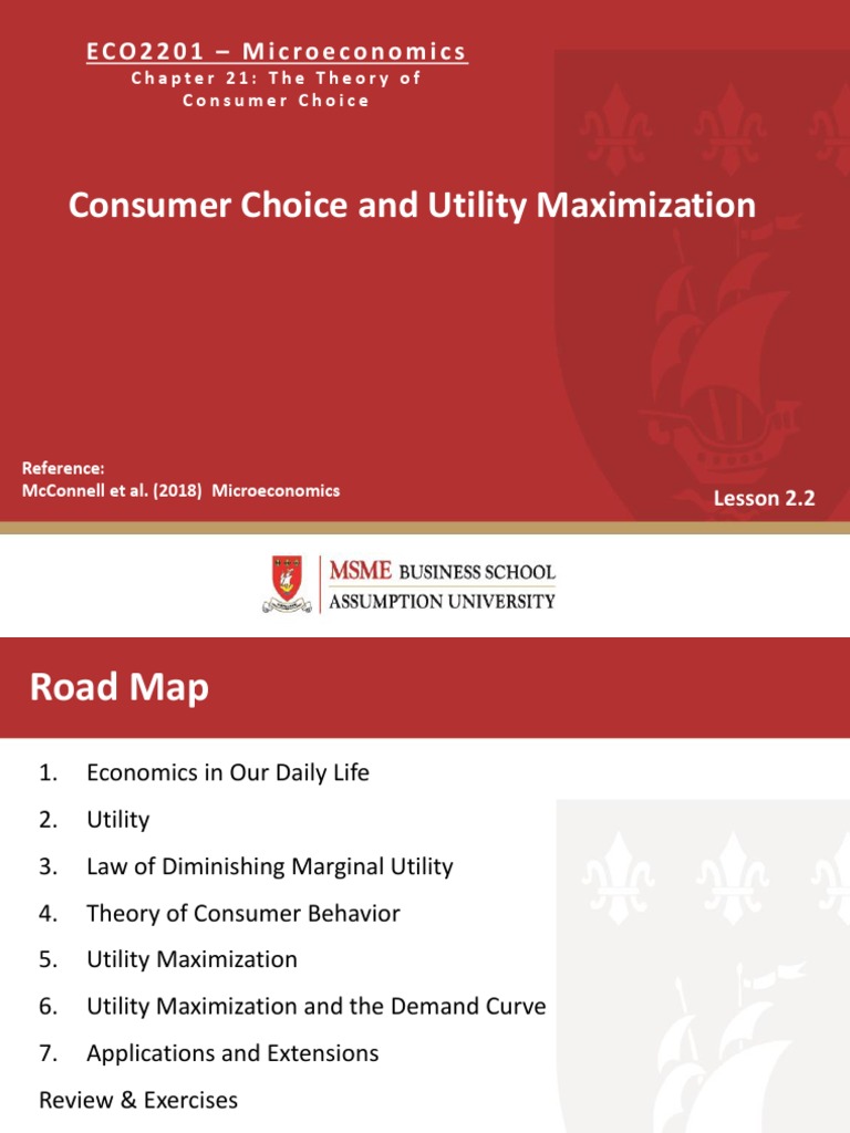 ECO2201 - Slides - 2.2 - Consumer Choice and Utility Maximization | PDF | Utility | Demand