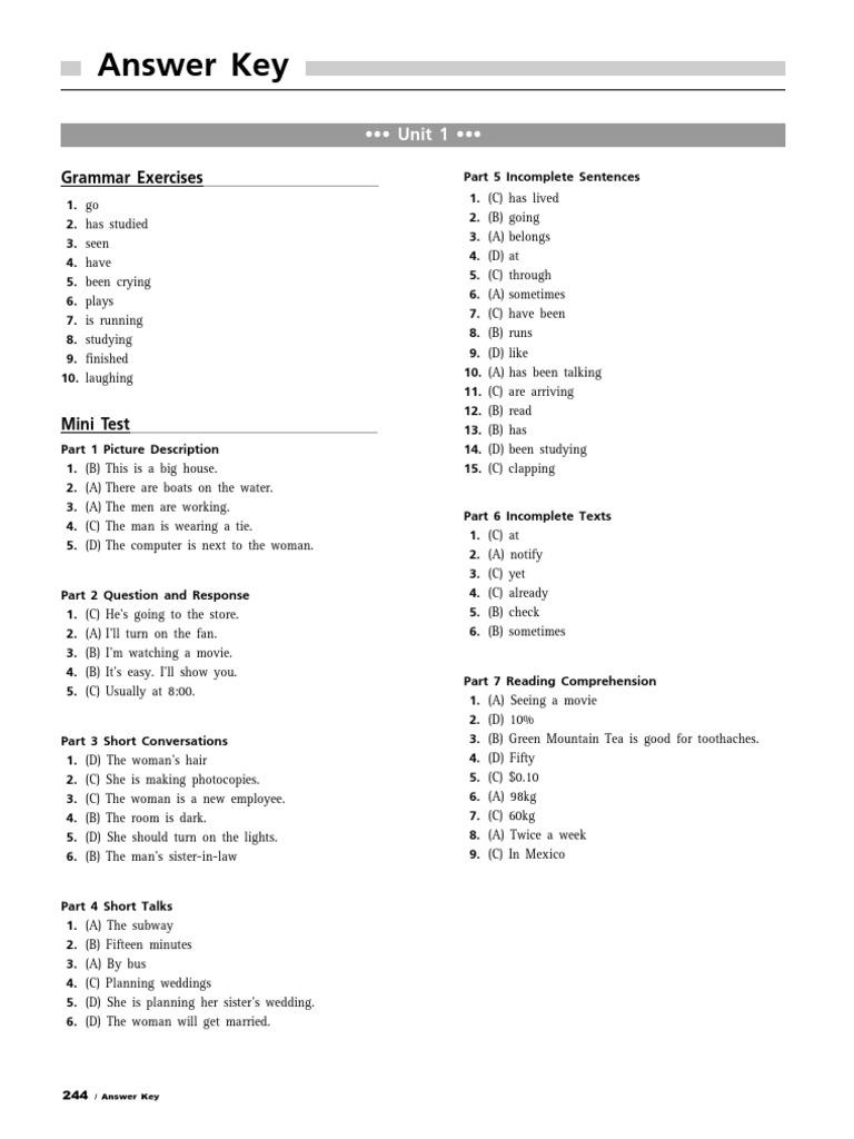 Very Easy TOEIC 2 - e - Answer Key | PDF