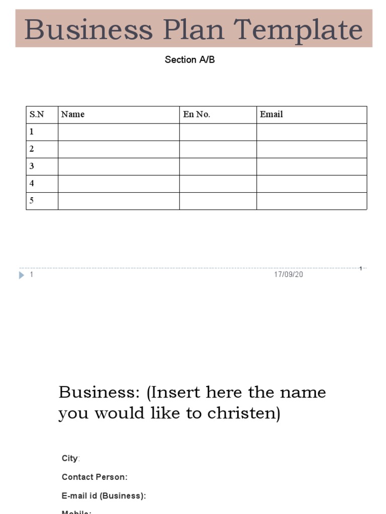 Business Plan Presentation Template - M Joshi | PDF