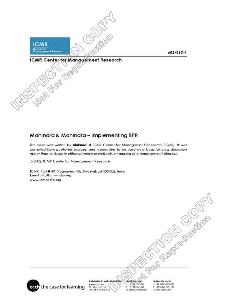 Mahindra's BPR Journey and Challenges | PDF | Enterprise Resource ...