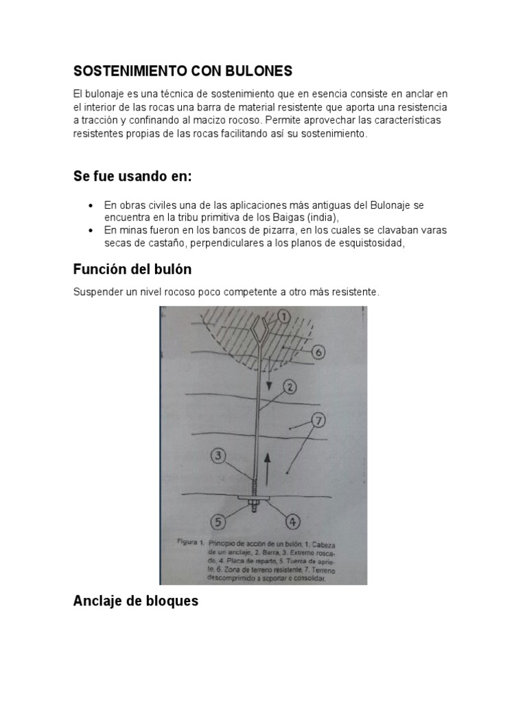 Sostenimiento Con Bulones | PDF | Perforar | Física Aplicada e Interdisciplinaria