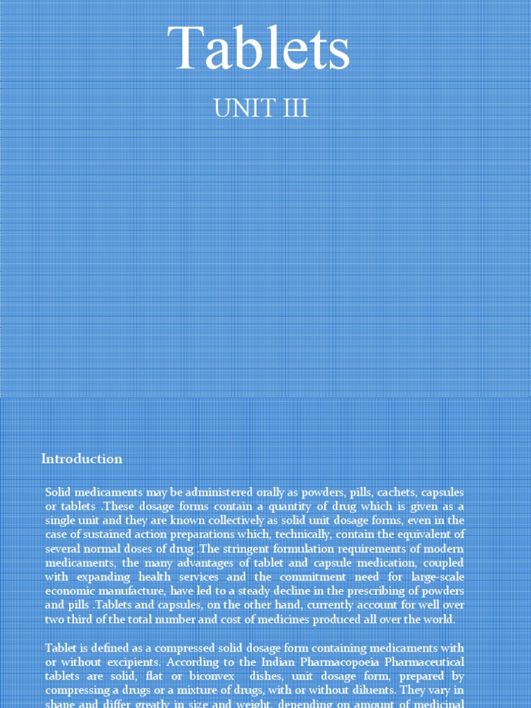 TABLETS | PDF | Tablet (Pharmacy) | Pharmaceutical Drug