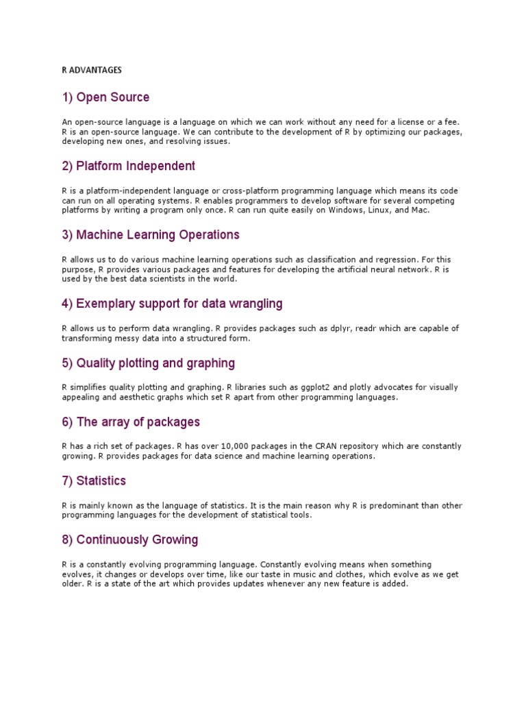 An Overview of the Advantages, Disadvantages, Data Types, Structures, and Variables in R ...