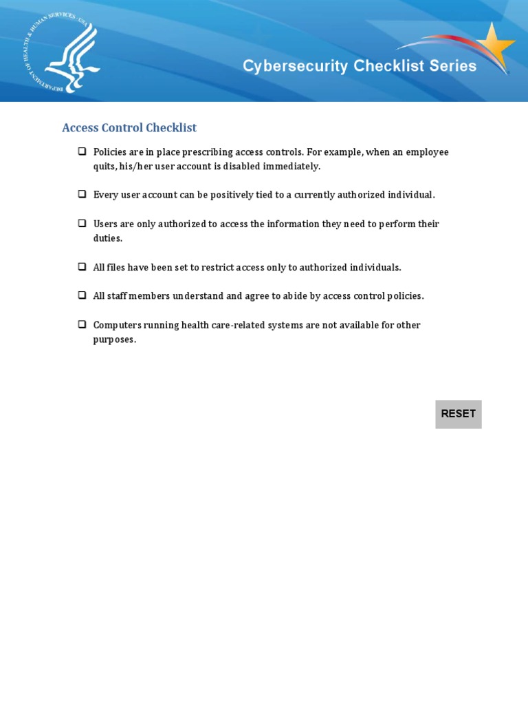 Access Control Checklist | PDF