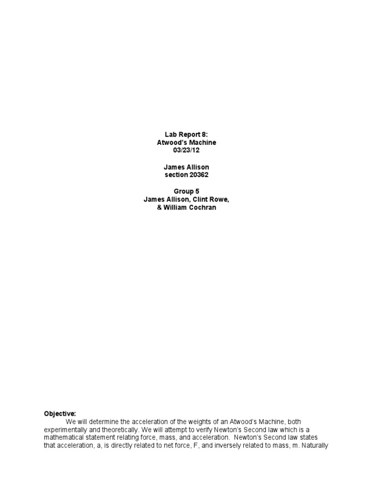 Lab Report 8 | Download Free PDF | Force | Mass