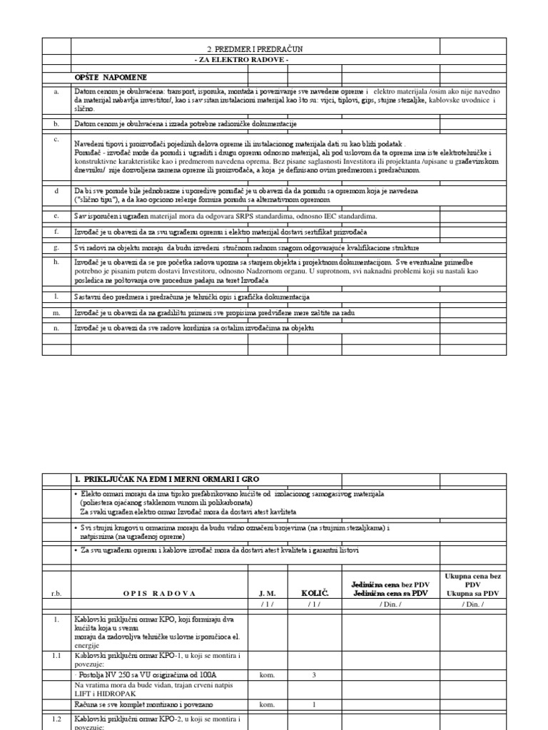 Predracun Elektro Radova | PDF