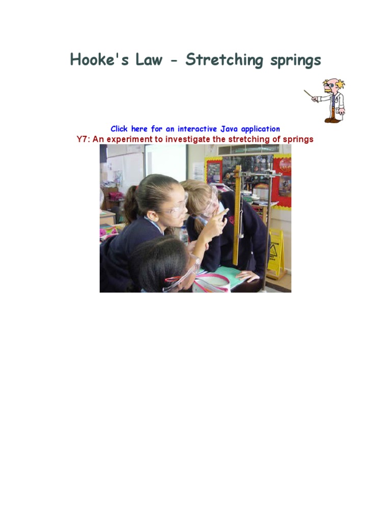 Hooke's Law - Stretching Springs: Y7: An Experiment To Investigate The ...