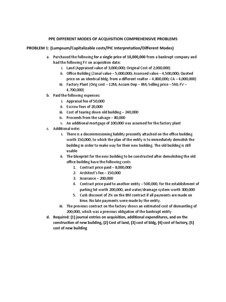 Ppe Different Modes of Acquisition Comprehensive Problems | PDF | Fair Value | Depreciation