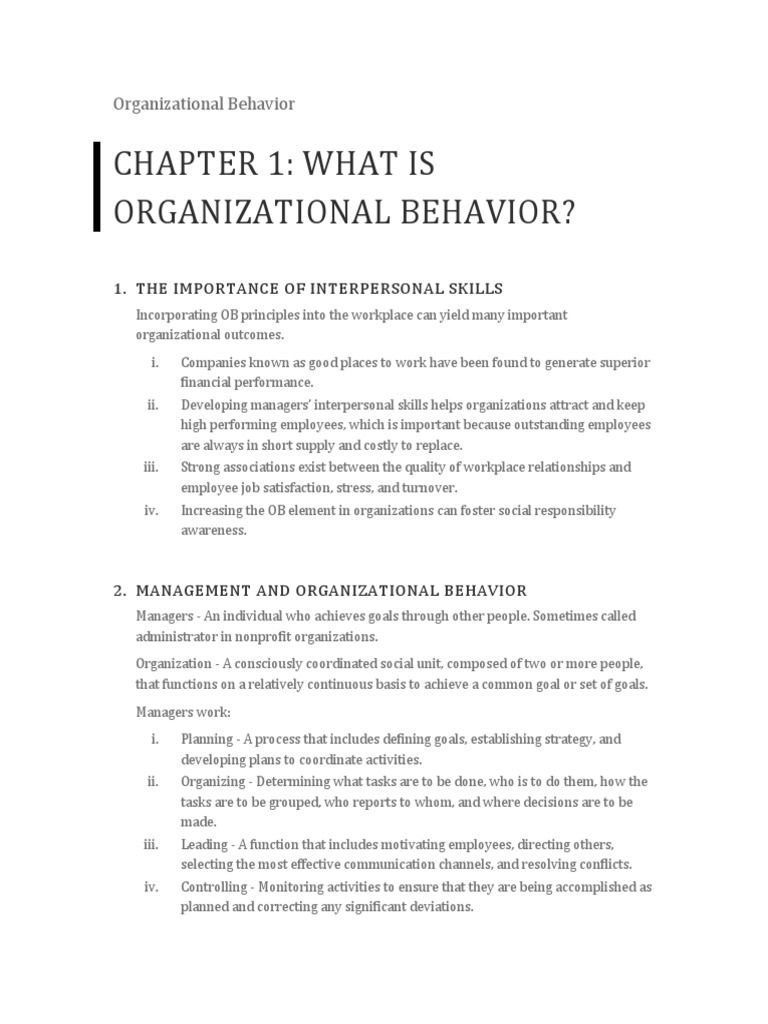 Organizational Behavior CH 1 | PDF | Big Data | Organizational Behavior