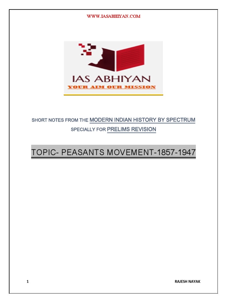 Short Notes From Spectrum Modern Indian History | PDF | British Raj ...