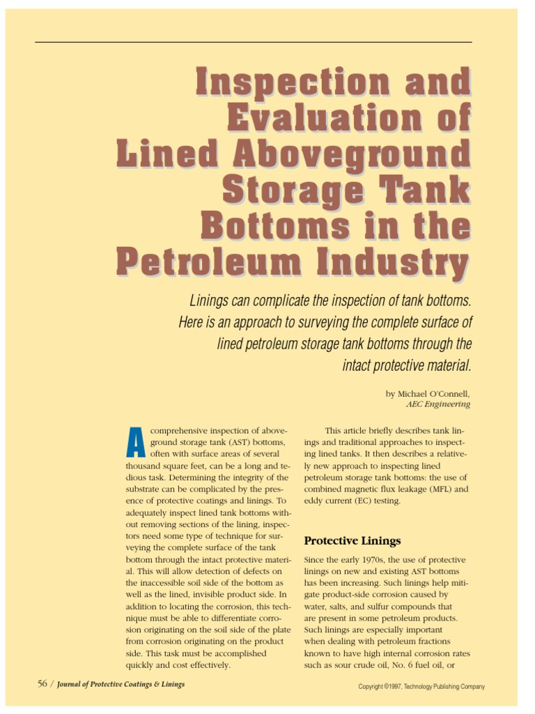 Inspection and Inspection Above Ground FRP Lining | PDF ...