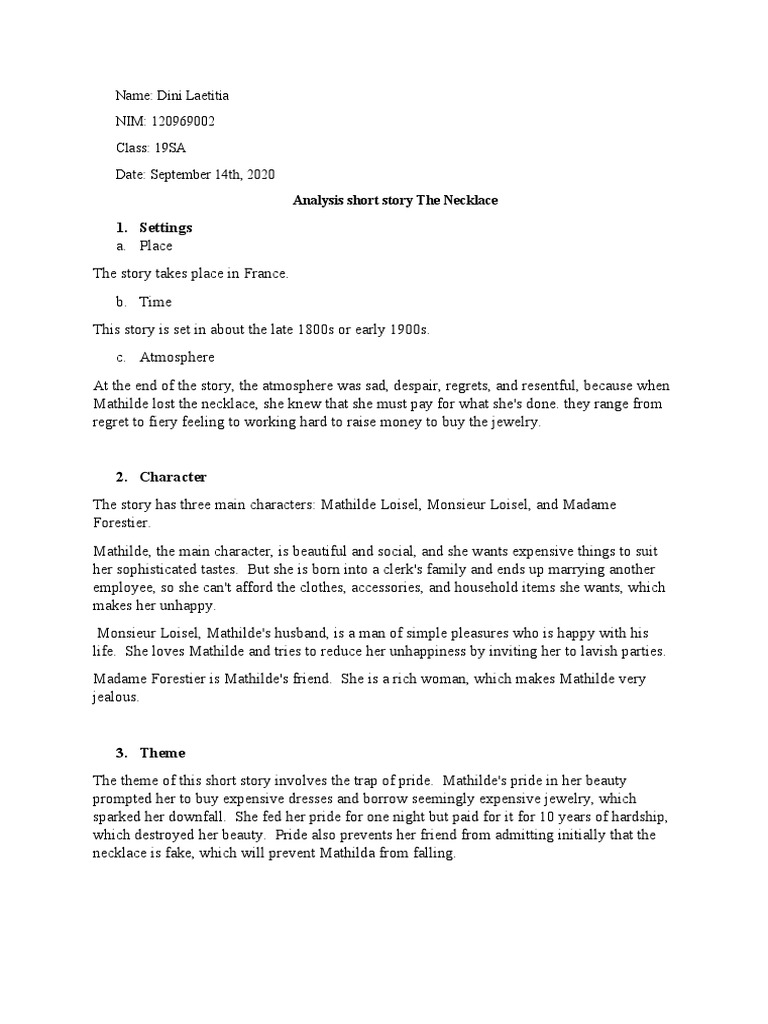 Analysis The Necklace | PDF